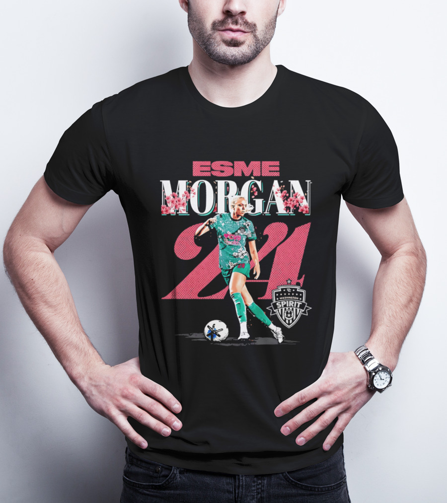 Esme Morgan 24 Washington Spirit Cherry Blossom Soccer Player T-Shirt