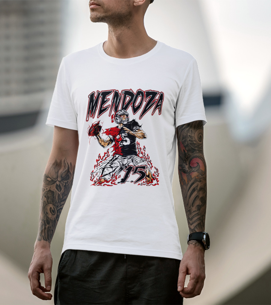 Fernando Mendoza Raiders 15 Hand Drawn Football Athlete T-Shirt