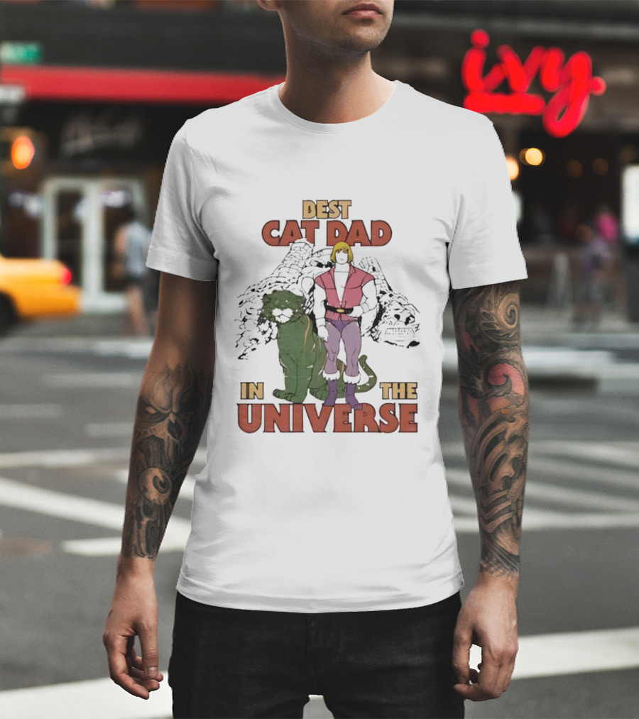 Masters Of The Universe Best Cat Dad In The Universe Heroic He Man And Battle Cat T-Shirt