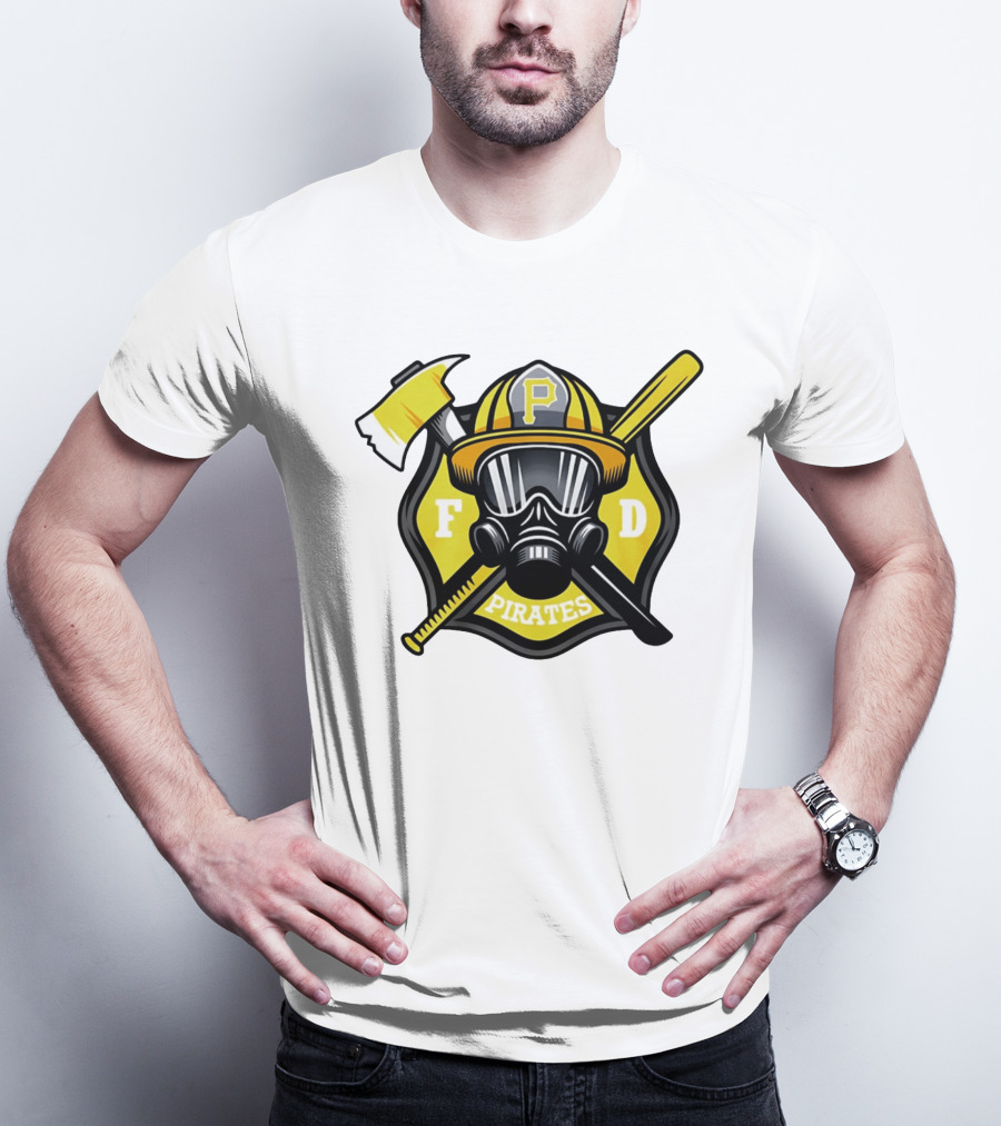Pittsburgh Pirates Firefighter Helmet Ax FD Spirit T-Shirt