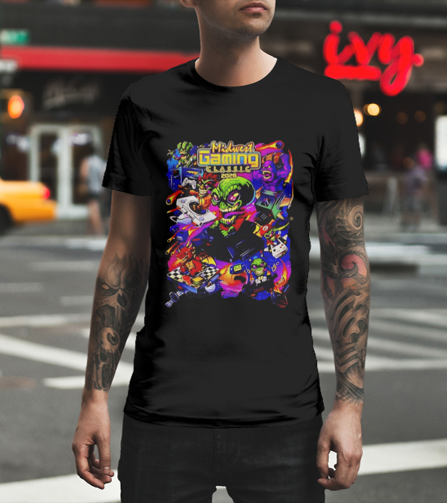 Midwest Gaming Classic 2026 Alien Retro Video Game Characters T-Shirt