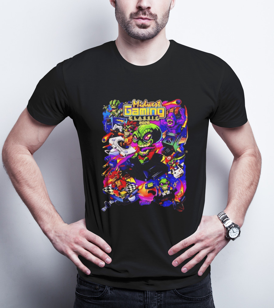Midwest Gaming Classic 2026 Alien Retro Video Game Characters T-Shirt