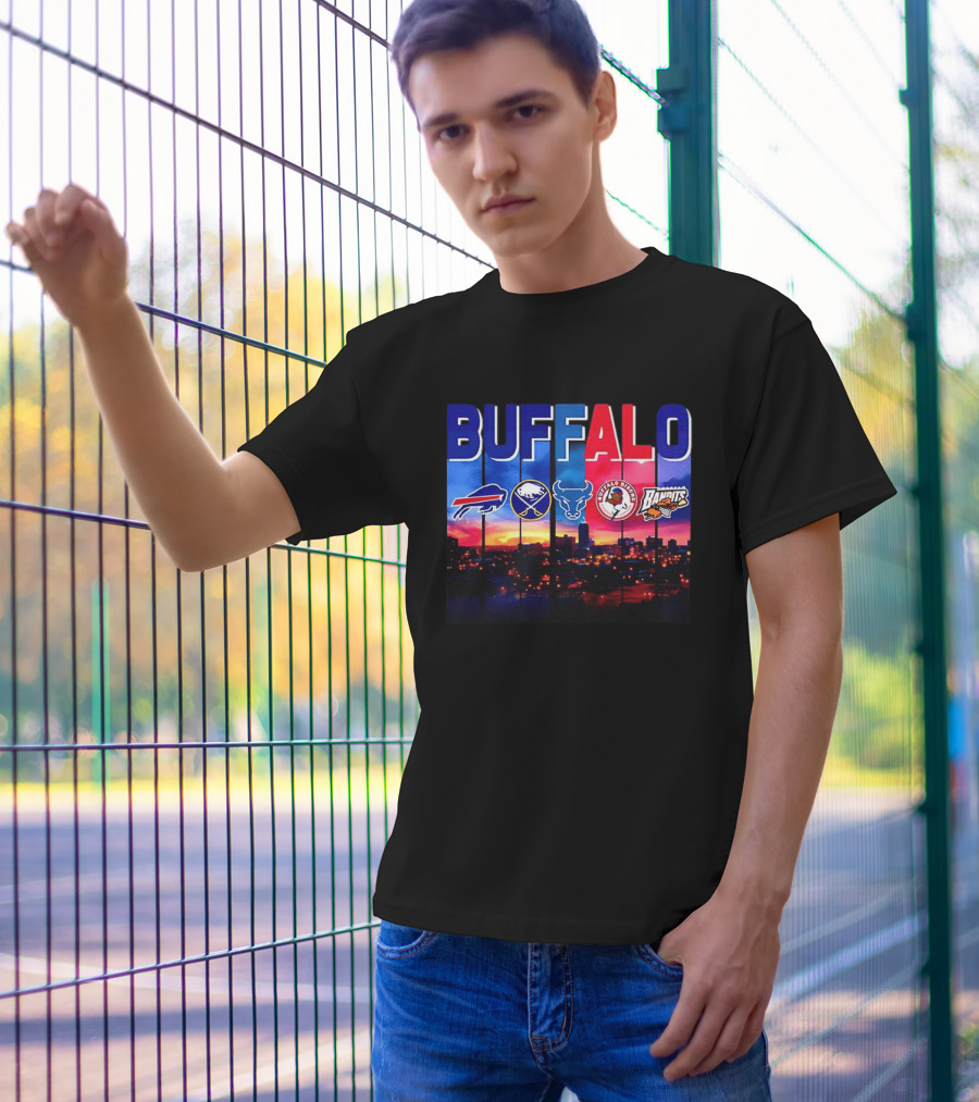Buffalo Bills Sabres Bandits Bridles City Skyline Sports Teams T-Shirt