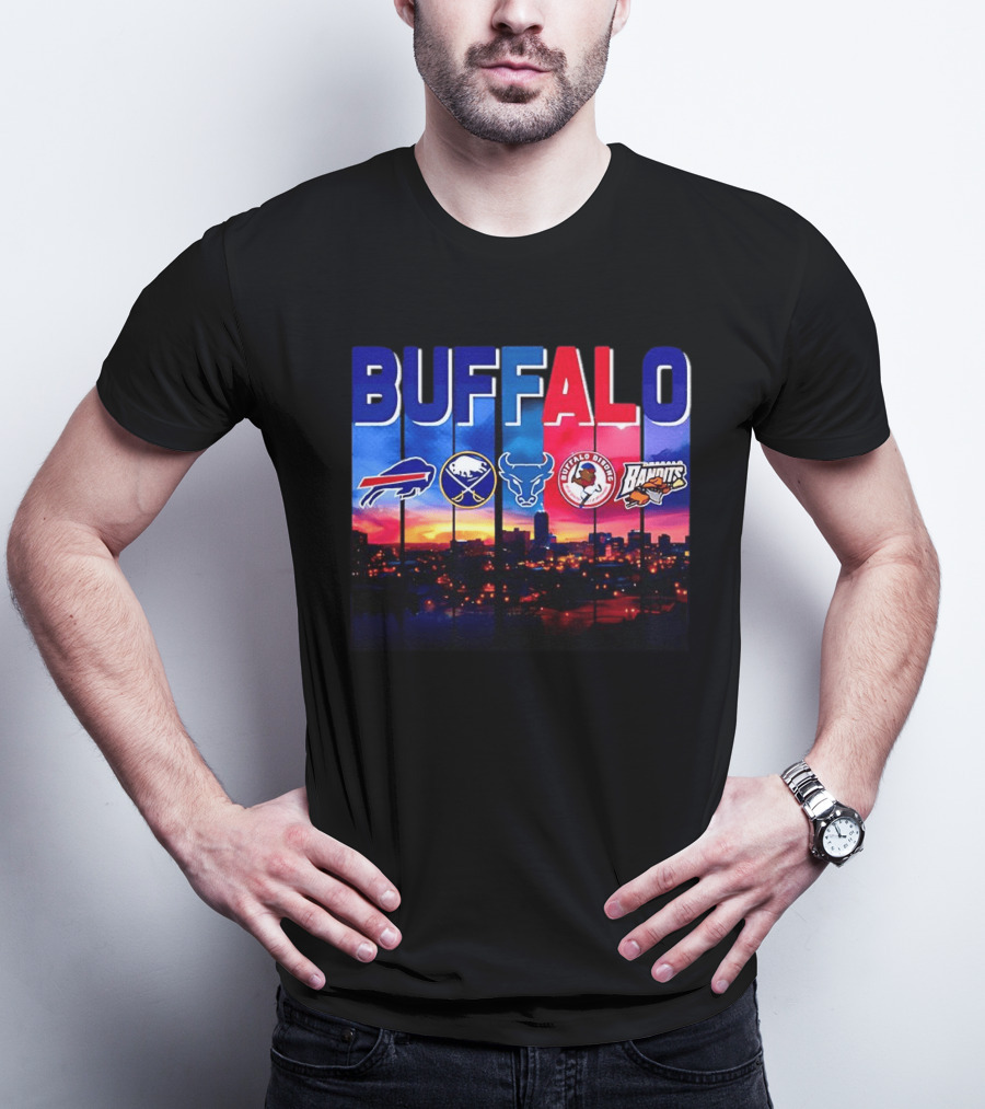 Buffalo Bills Sabres Bandits Bridles City Skyline Sports Teams T-Shirt