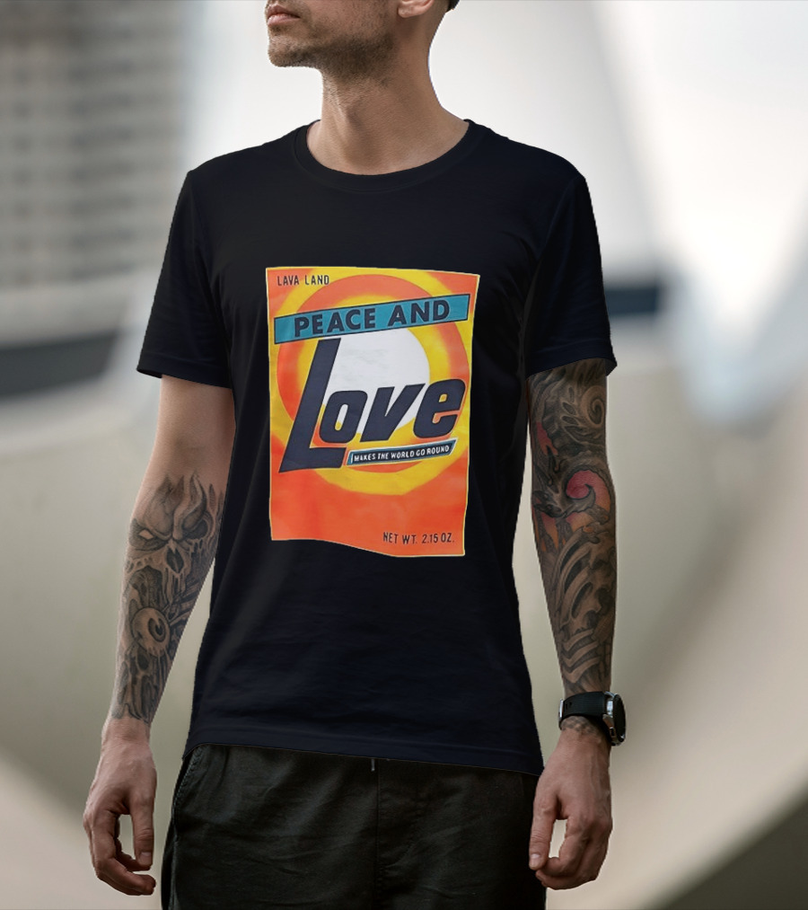 Peace And Love Makes The World Go Round Lava Land Retro Style 2.15 Oz T-Shirt