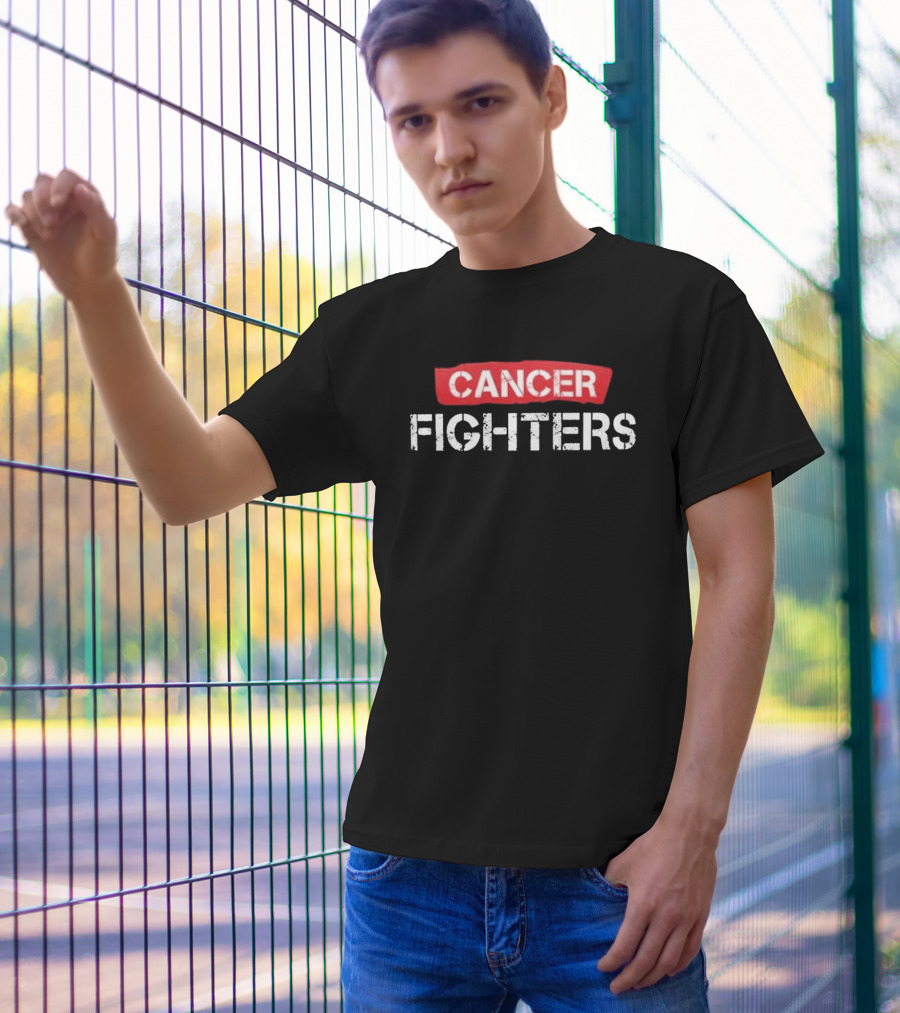 CANCER FIGHTERS Koszulka Bold Red White Block Letters T-Shirt