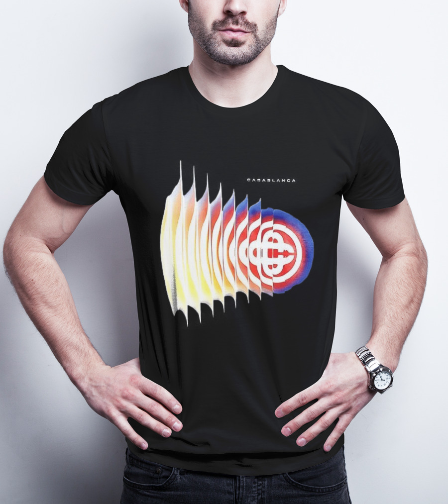 Casablanca Shockwave Optical Illusion Pattern With Red Blue Yellow Layers T-Shirt