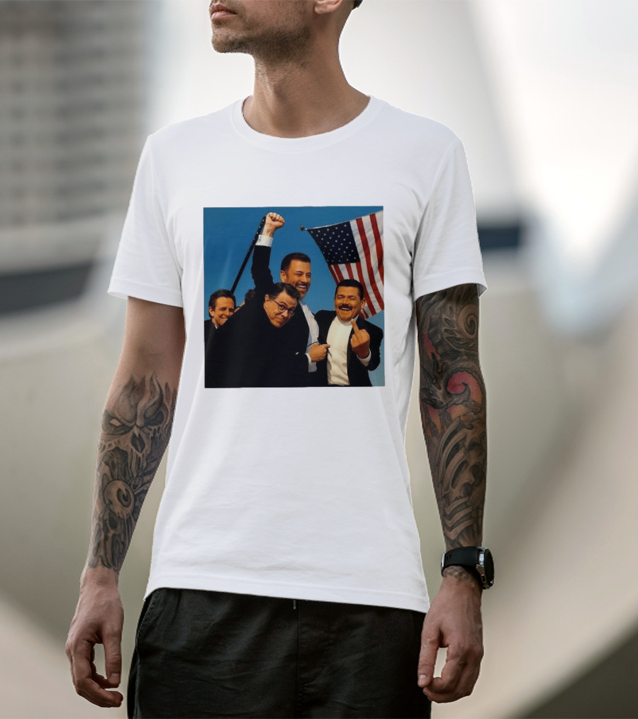 Jimmy Kimmel Stephen Colbert Seth Meyers American Flag Comedy Showdown T-Shirt