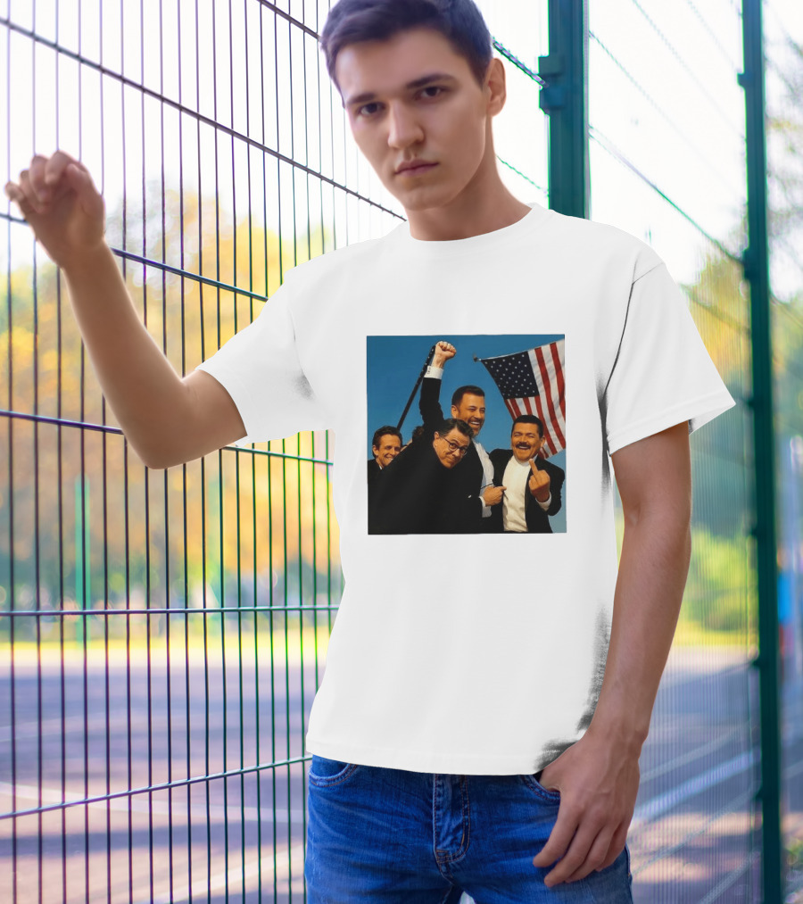 Jimmy Kimmel Stephen Colbert Seth Meyers American Flag Comedy Showdown T-Shirt