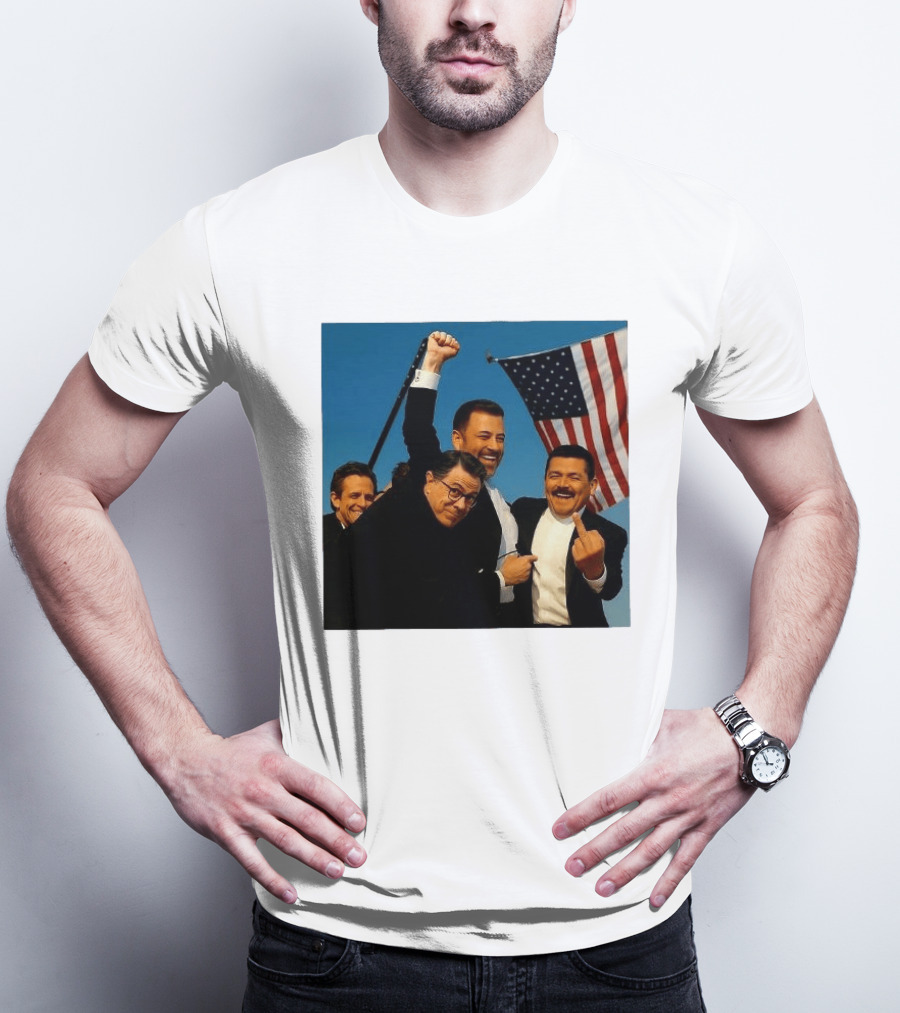 Jimmy Kimmel Stephen Colbert Seth Meyers American Flag Comedy Showdown T-Shirt