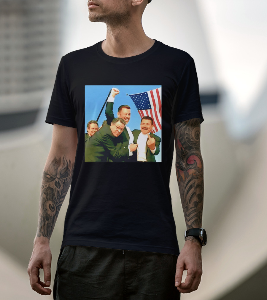 Jimmy Kimmel Meme American Flag Satire T-Shirt
