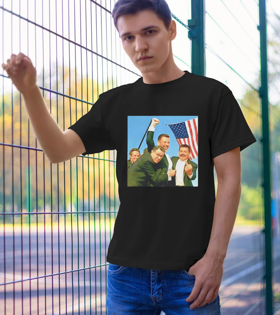 Jimmy Kimmel Meme American Flag Satire T-Shirt