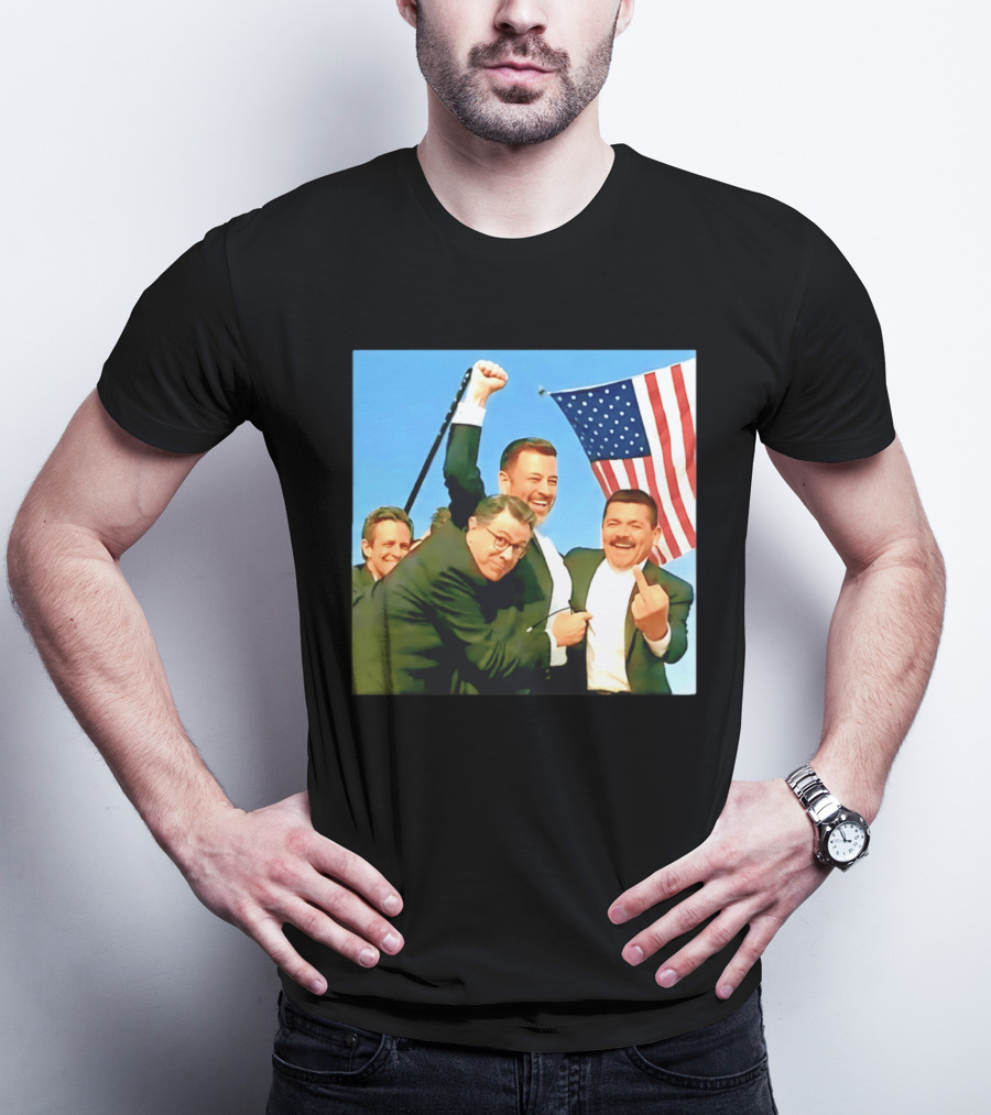 Jimmy Kimmel Meme American Flag Satire T-Shirt