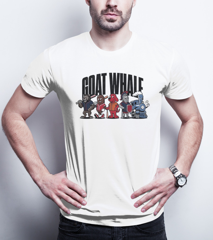 GOAT WHALE Cartoon Characters Baseball Wolf Sausage Dog Roman Train T-Shirt