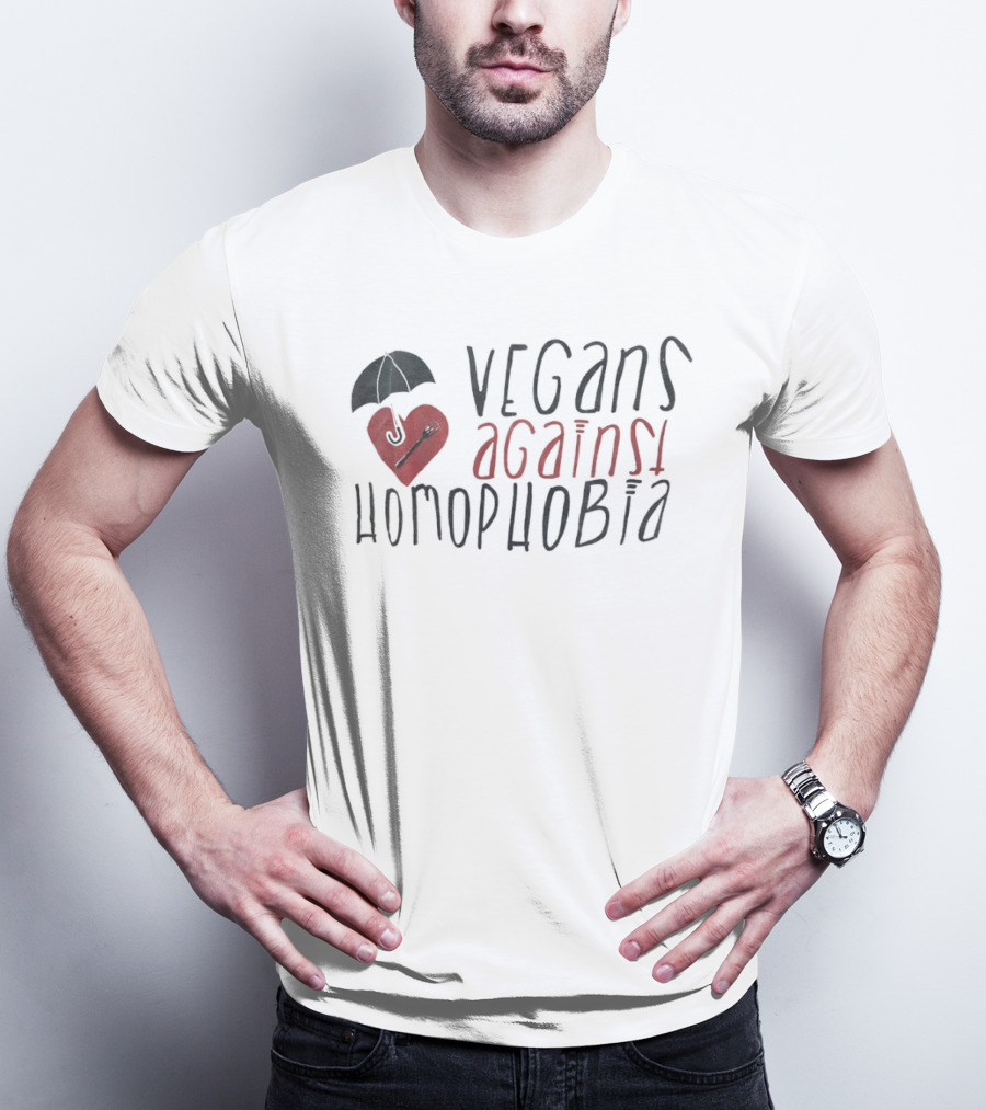 Vegans Against Homophobia Heart Umbrella Fork Spoon T-Shirt