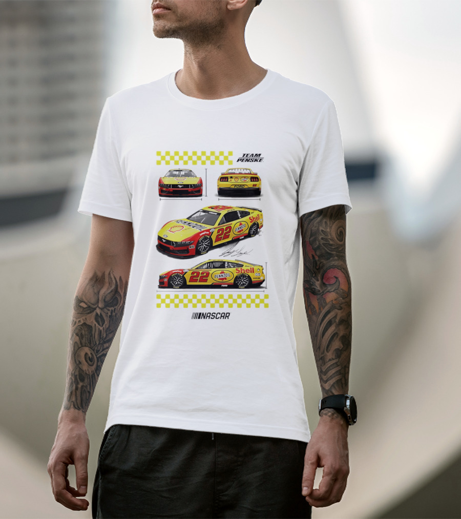 Joey Logano Pennzoil Shell 22 Ford Mustang NASCAR Team Penske Racing T-Shirt