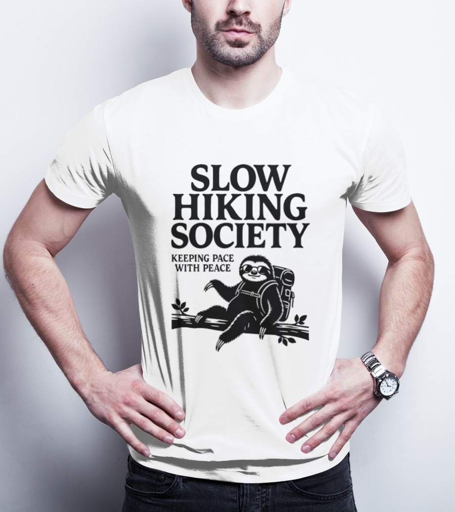 Slow Hiking Society Sloth Keeping Pace With Peace T-Shirt