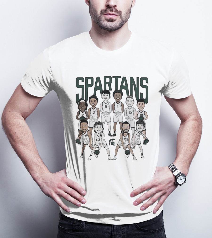 Michigan State Spartans Mens Basketball Team Caricature Players 3 8 1 15 10 35 T-Shirt