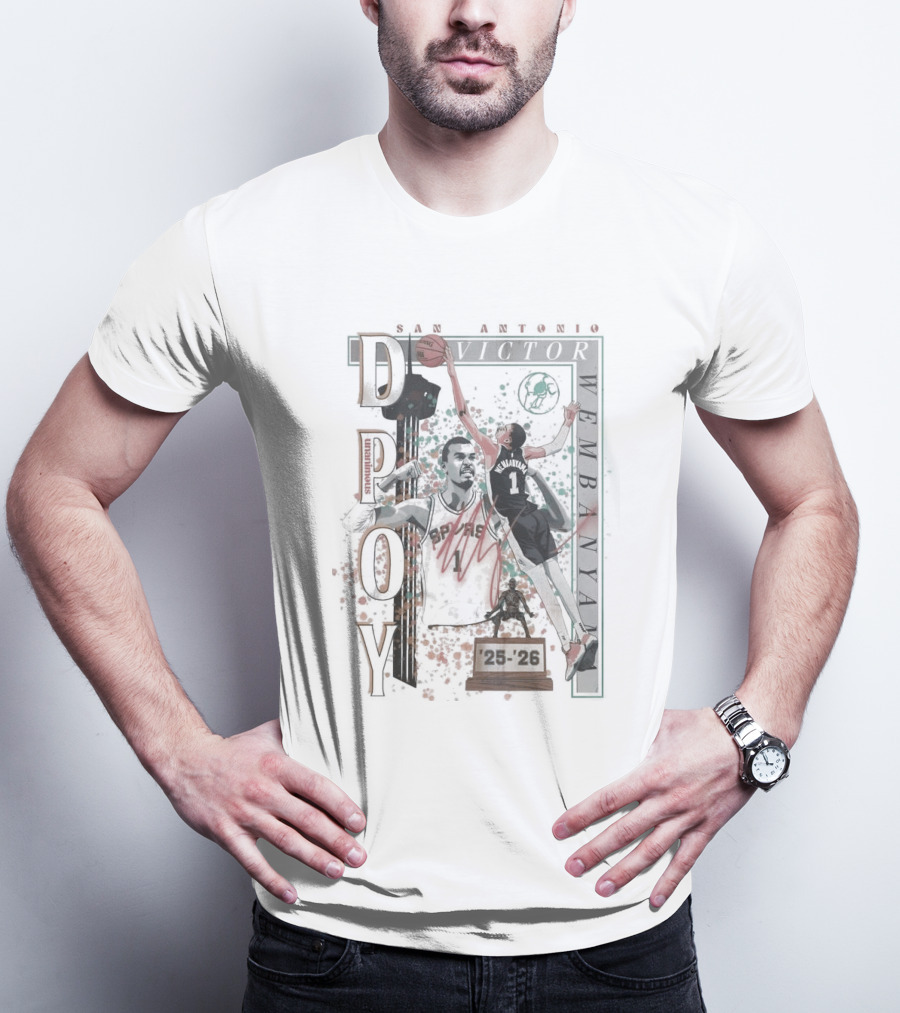 San Antonio Victor Wembanyama 2026 DPOY Basketball Spurs T-Shirt