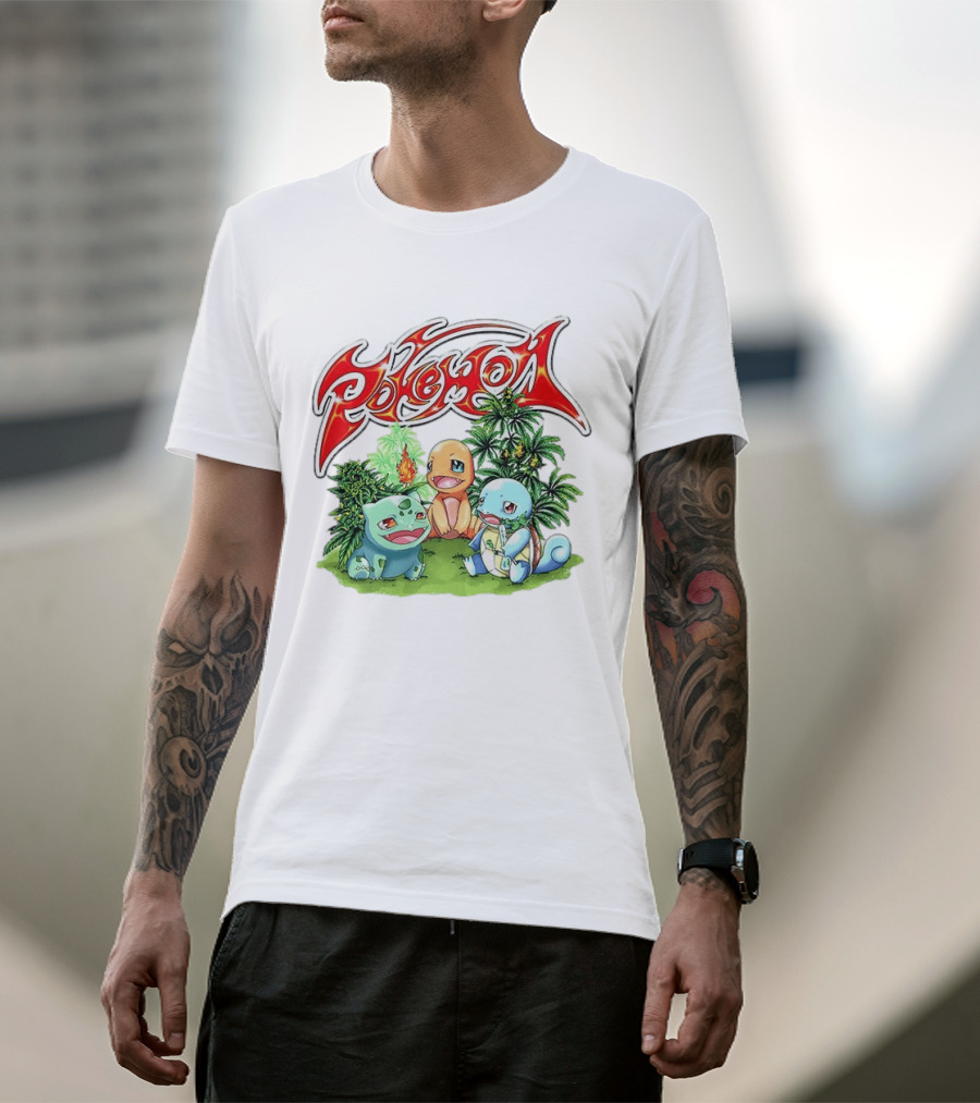 Pokémon Bulbasaur Charmander Squirtle Cannabis T-Shirt