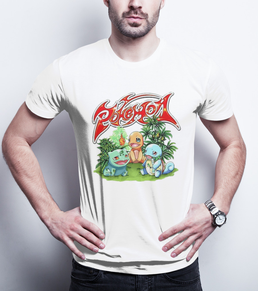 Pokémon Bulbasaur Charmander Squirtle Cannabis T-Shirt