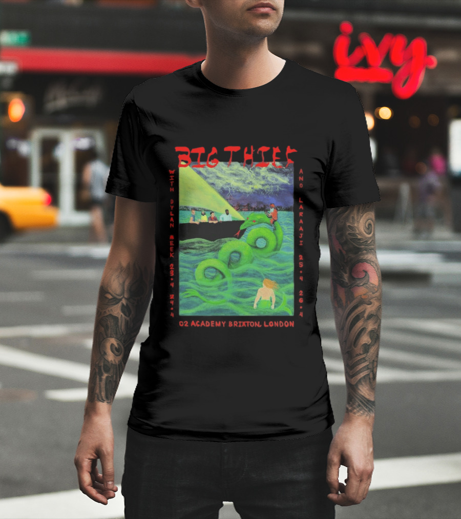 Big Thief Apr 23 2026 London Tour With Sea Serpent And Boat Scene T-Shirt