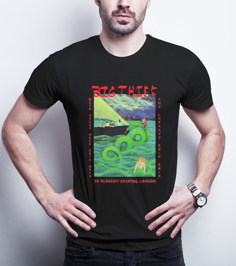 Big Thief Apr 23 2026 London Tour With Sea Serpent And Boat Scene T-Shirt