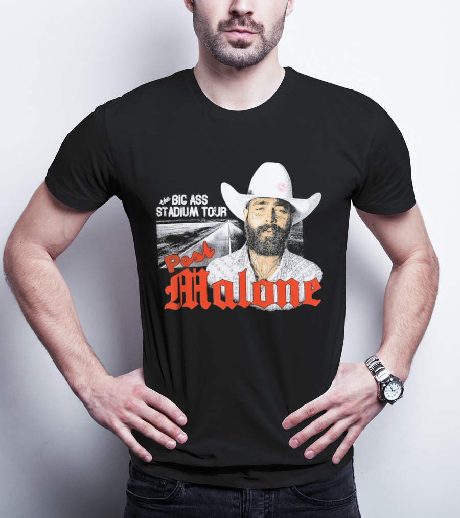 Post Malone Big Ass Stadium Tour Cowboy Hat Tattoo T-Shirt