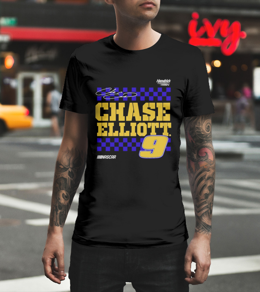 Chase Elliott 9 NASCAR Hendrick Motorsports Vive La Fete Autographed T-Shirt
