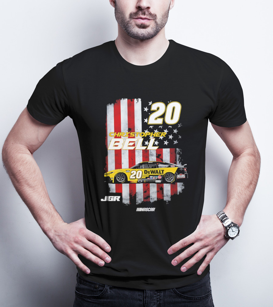 Christopher Bell 20 NASCAR DeWalt JGR Stars Stripes Racing T-Shirt