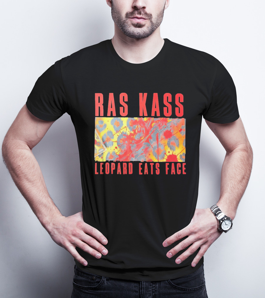 Ras Kass Leopard Eats Face Abstract Art With Blood Splatter And Animal Print T-Shirt