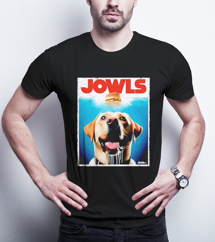 Jowls Labrador Dog Looking At Hamburger T-Shirt