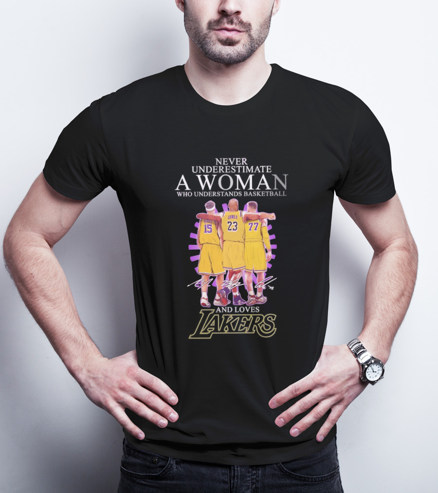 Never Underestimate A Woman Who Understands Basketball And Loves Lakers Reaves James Hachimura T-Shirt