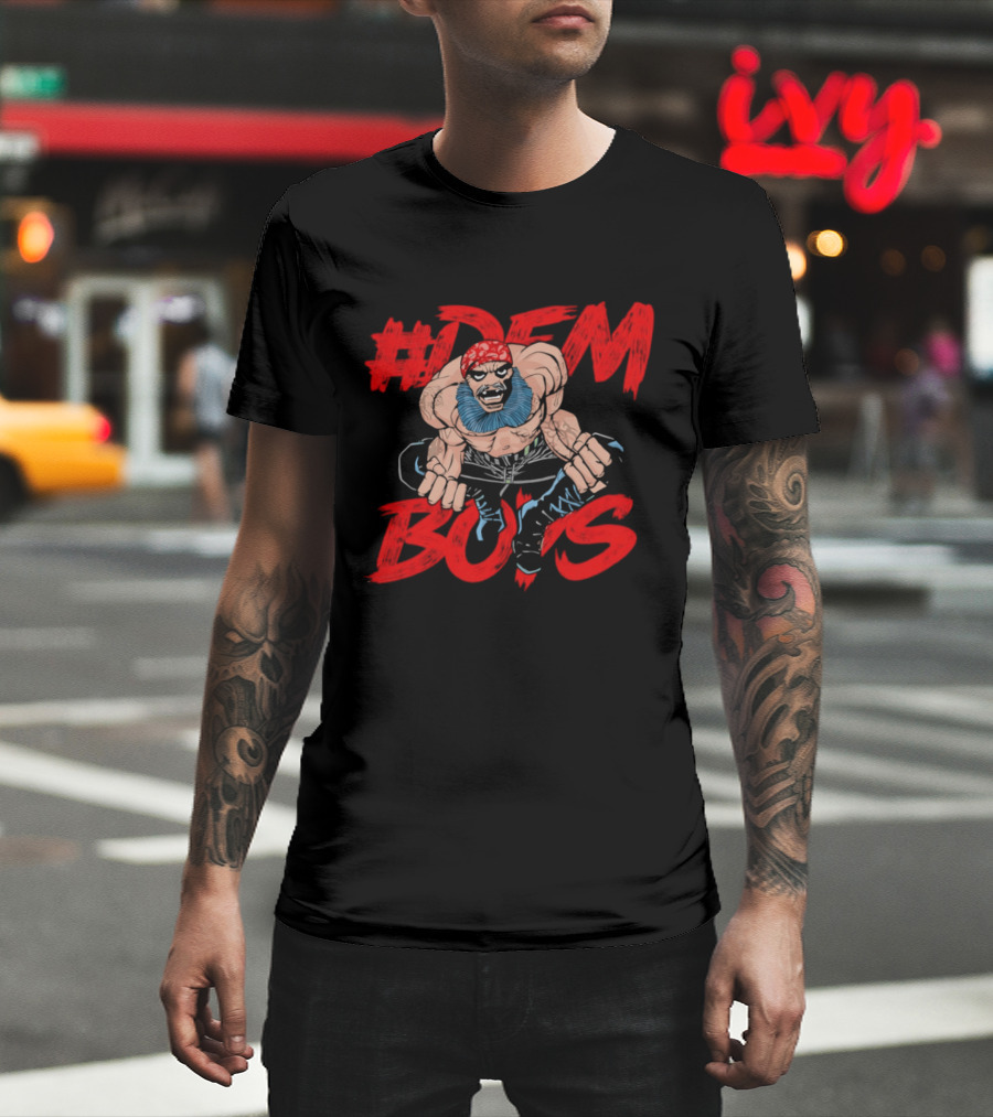 #DEM BOYS Bearded Muscle Wrestler Red Bandana T-Shirt