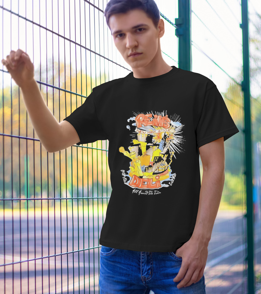 Rein's New York Style Deli Statue Of Liberty Cityscape Explosion T-Shirt