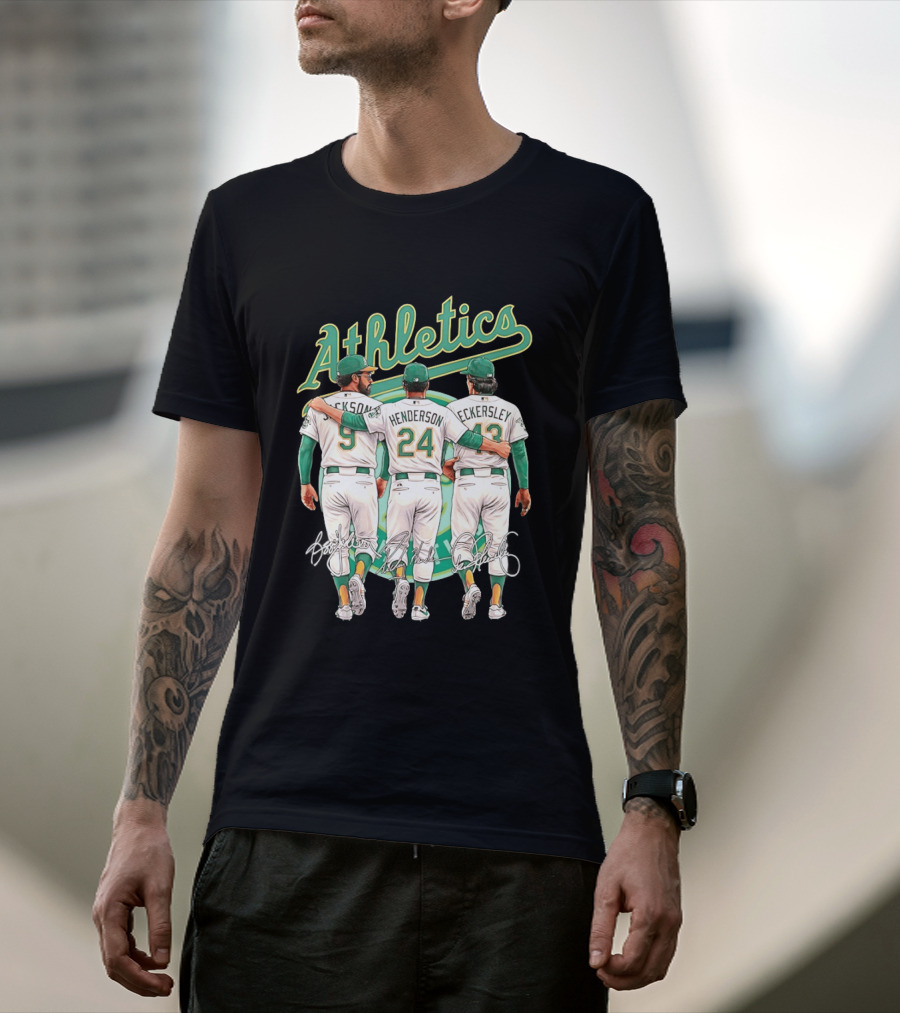Rickey Henderson Reggie Jackson Dennis Eckersley Oakland Athletics Legends T-Shirt