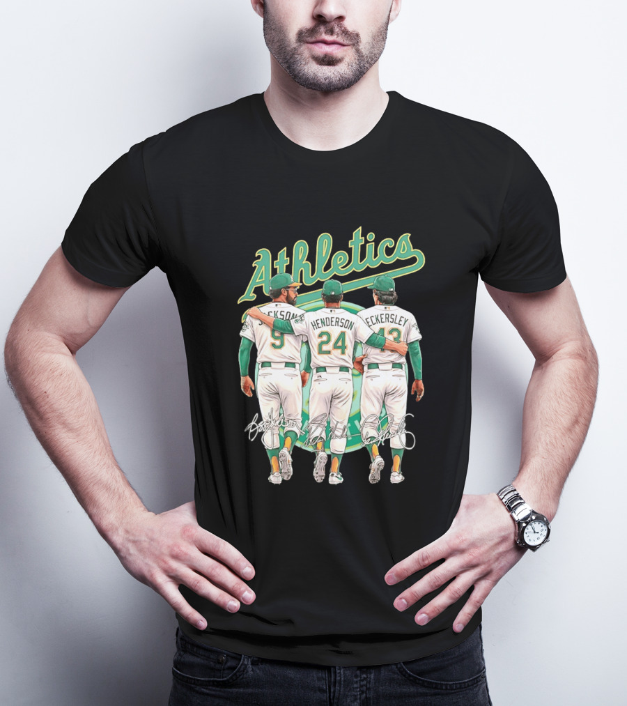 Rickey Henderson Reggie Jackson Dennis Eckersley Oakland Athletics Legends T-Shirt