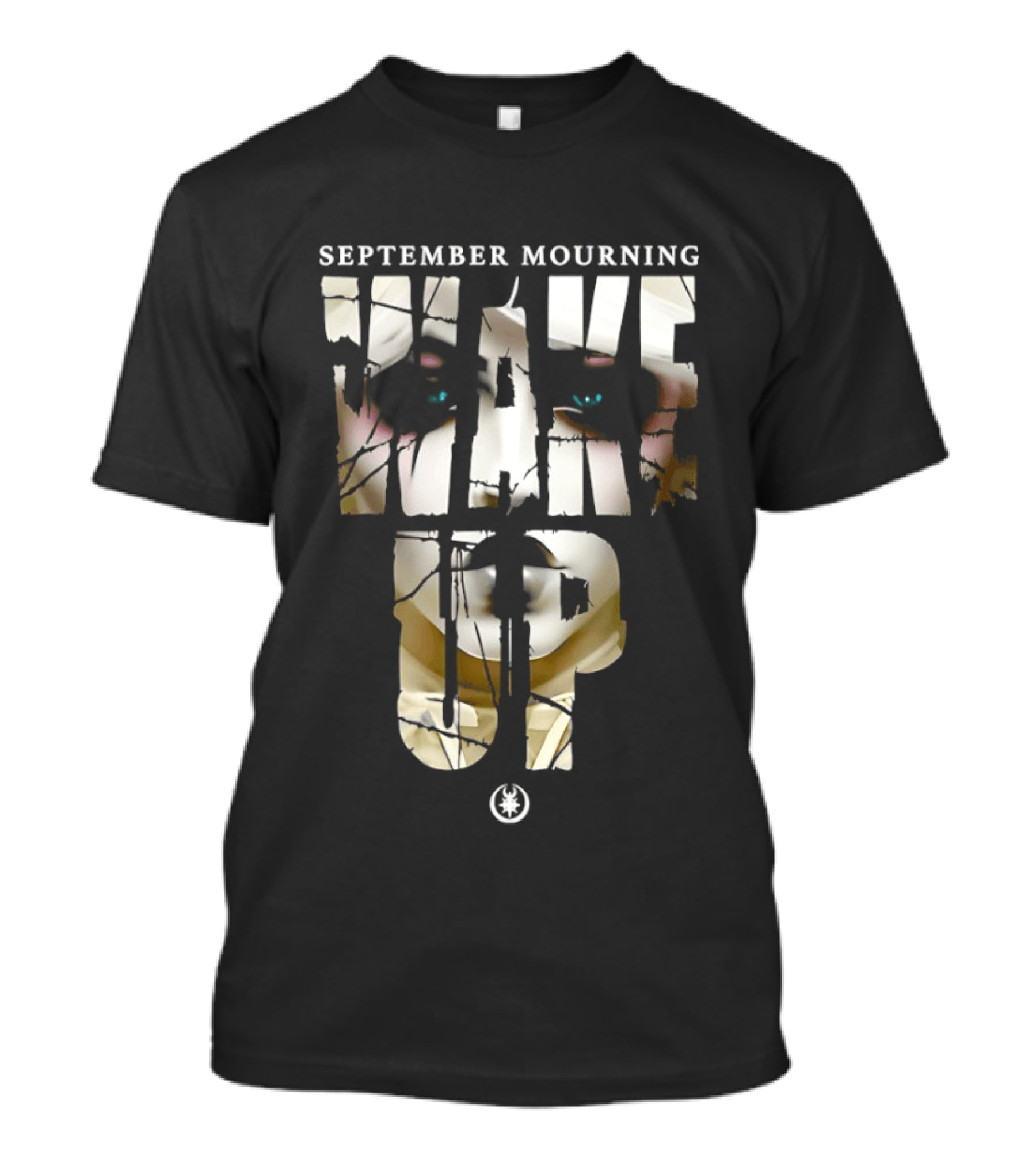 September Mourning Wake Up Graphic Text With Subtle Floral Eyes T-Shirt