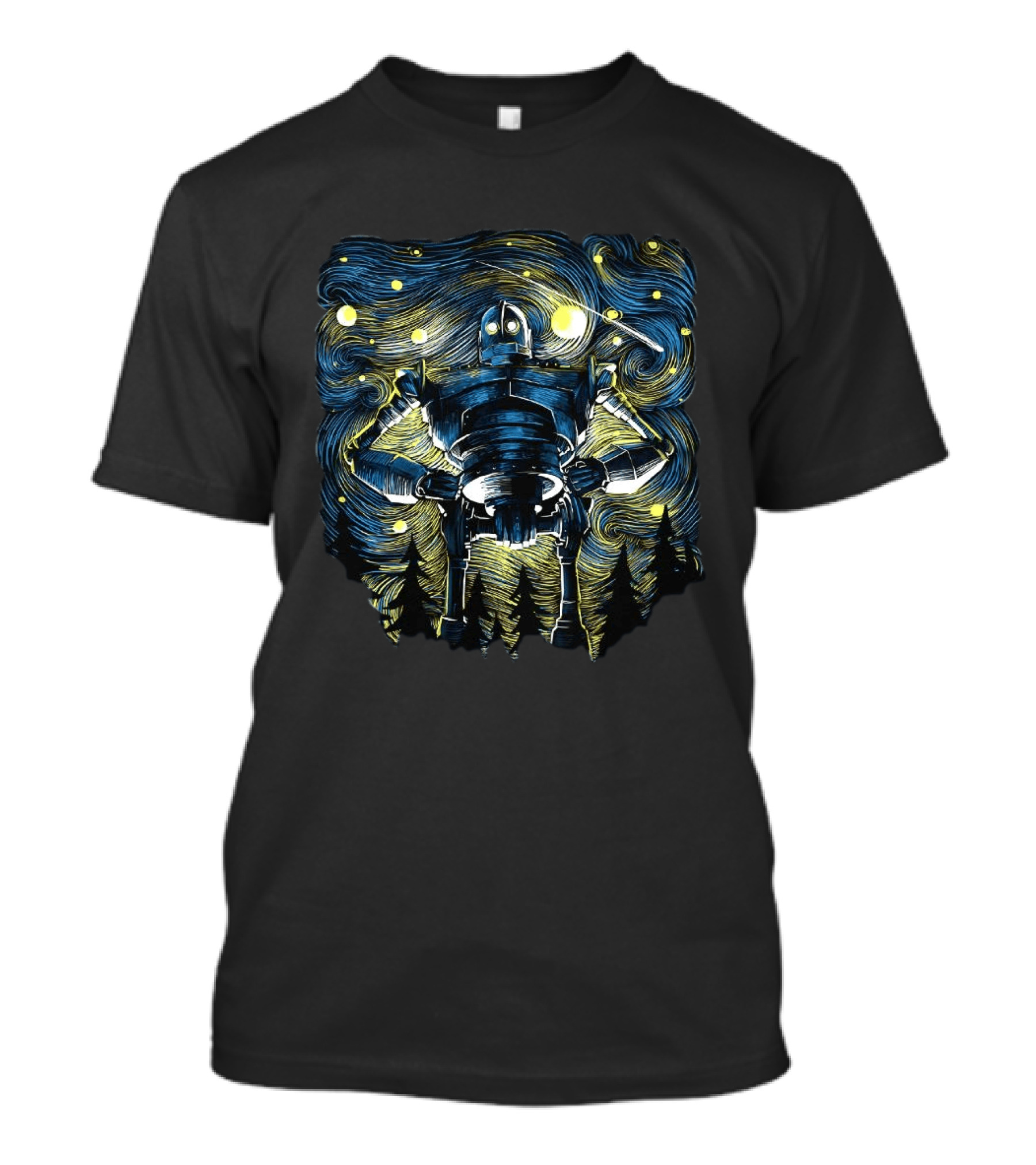 Iron Giant Meets Van Gogh's Starry Night Fusion T-Shirt