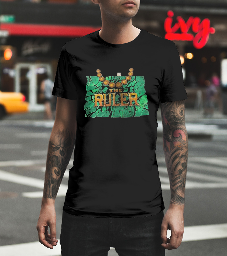 Oba Femi WWE The Ruler Gold Necklace Green Cracked Stone T-Shirt