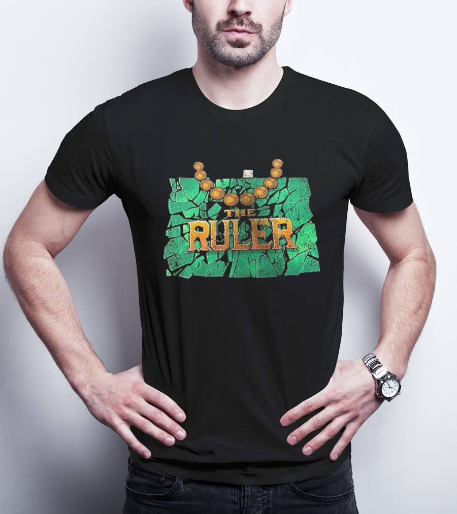 Oba Femi WWE The Ruler Gold Necklace Green Cracked Stone T-Shirt
