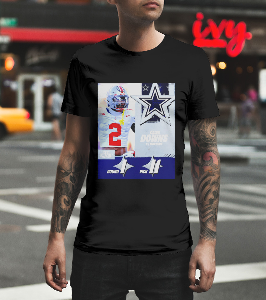 Dallas Cowboys Round 1 Pick 11 Caleb Downs Ohio State NFL Draft 2026 T-Shirt