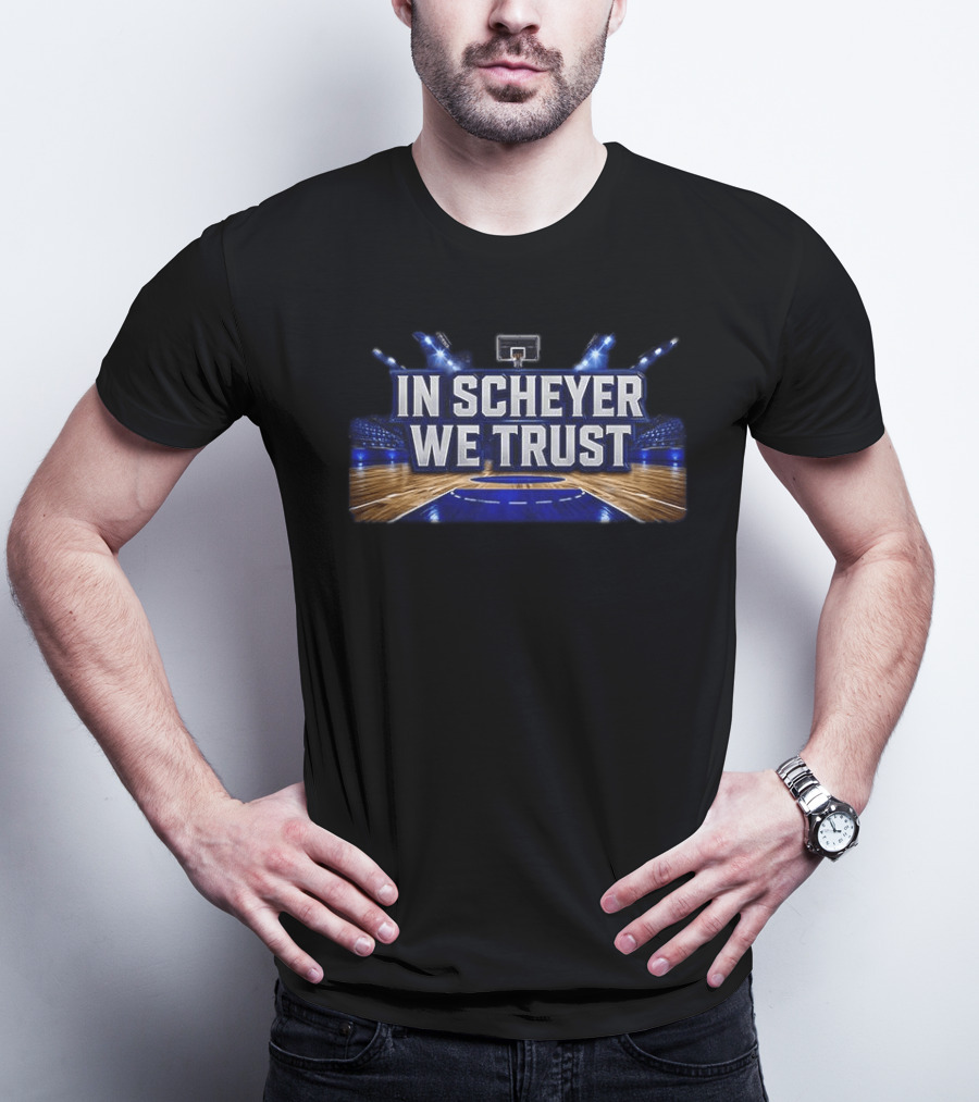 Duke Blue Devils In Scheyer We Trust Basketball Court Stadium Lights T-Shirt