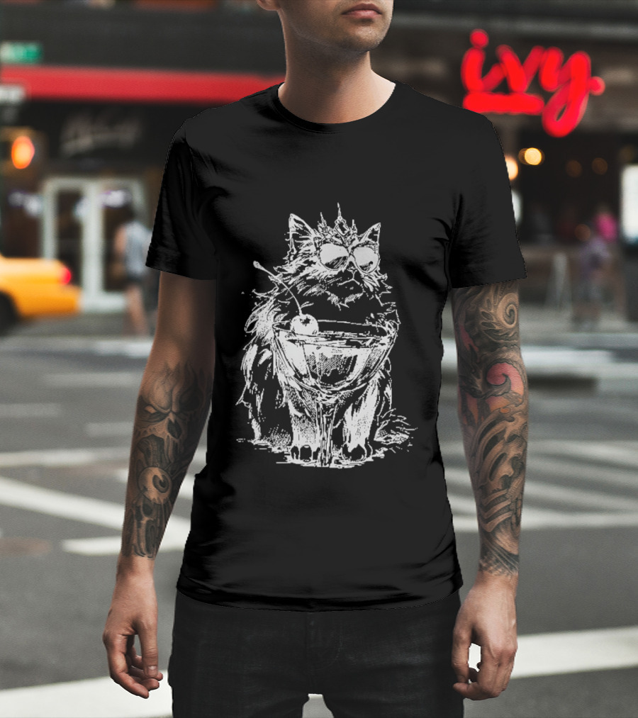 Princess Donut The Desperado Club Fluffy Cat With Sunglasses And Cocktail T-Shirt