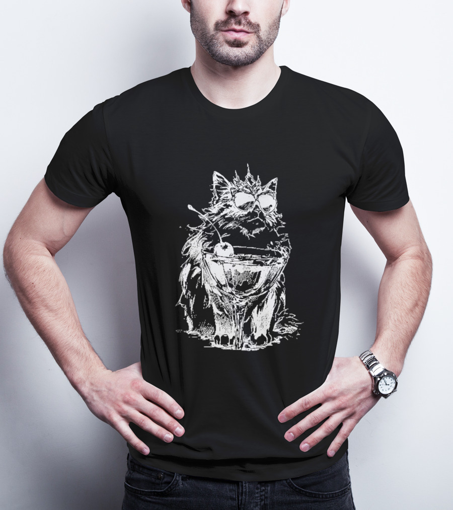 Princess Donut The Desperado Club Fluffy Cat With Sunglasses And Cocktail T-Shirt