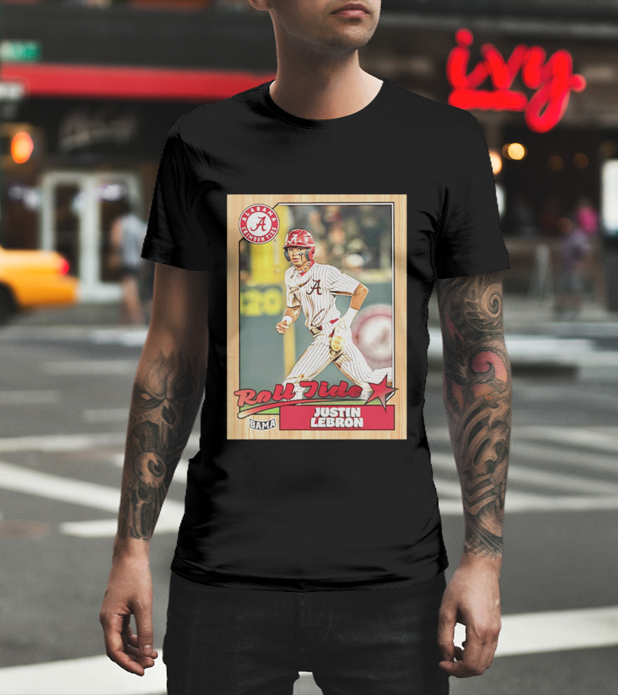 Justin Lebron Alabama Crimson Tide Roll Tide Bama Baseball Card T-Shirt