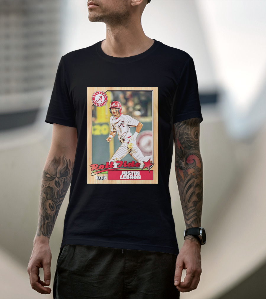 Justin Lebron Alabama Crimson Tide Roll Tide Bama Baseball Card T-Shirt