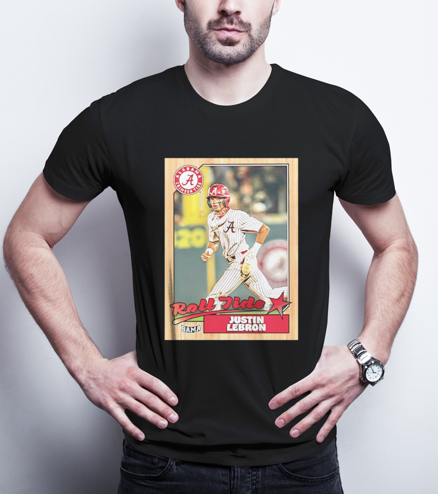 Justin Lebron Alabama Crimson Tide Roll Tide Bama Baseball Card T-Shirt