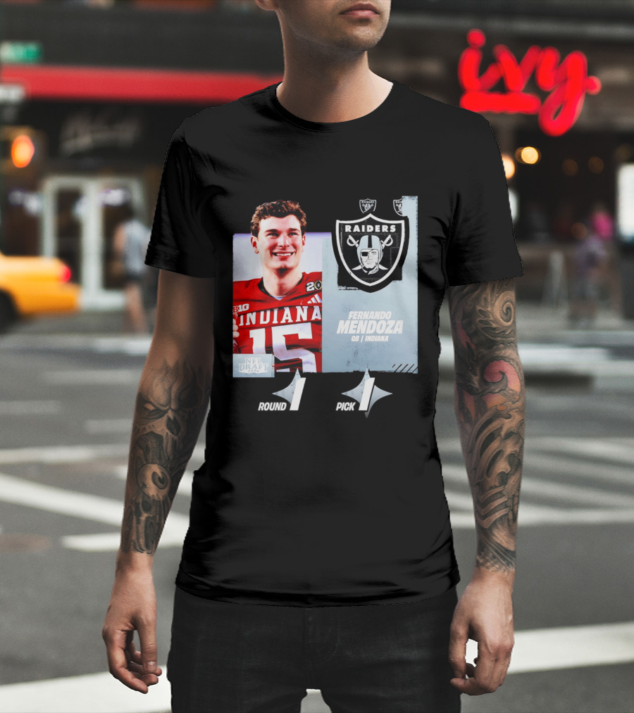 Fernando Mendoza QB Indiana Las Vegas Raiders NFL Draft 2026 Round 1 Pick 1 T-Shirt