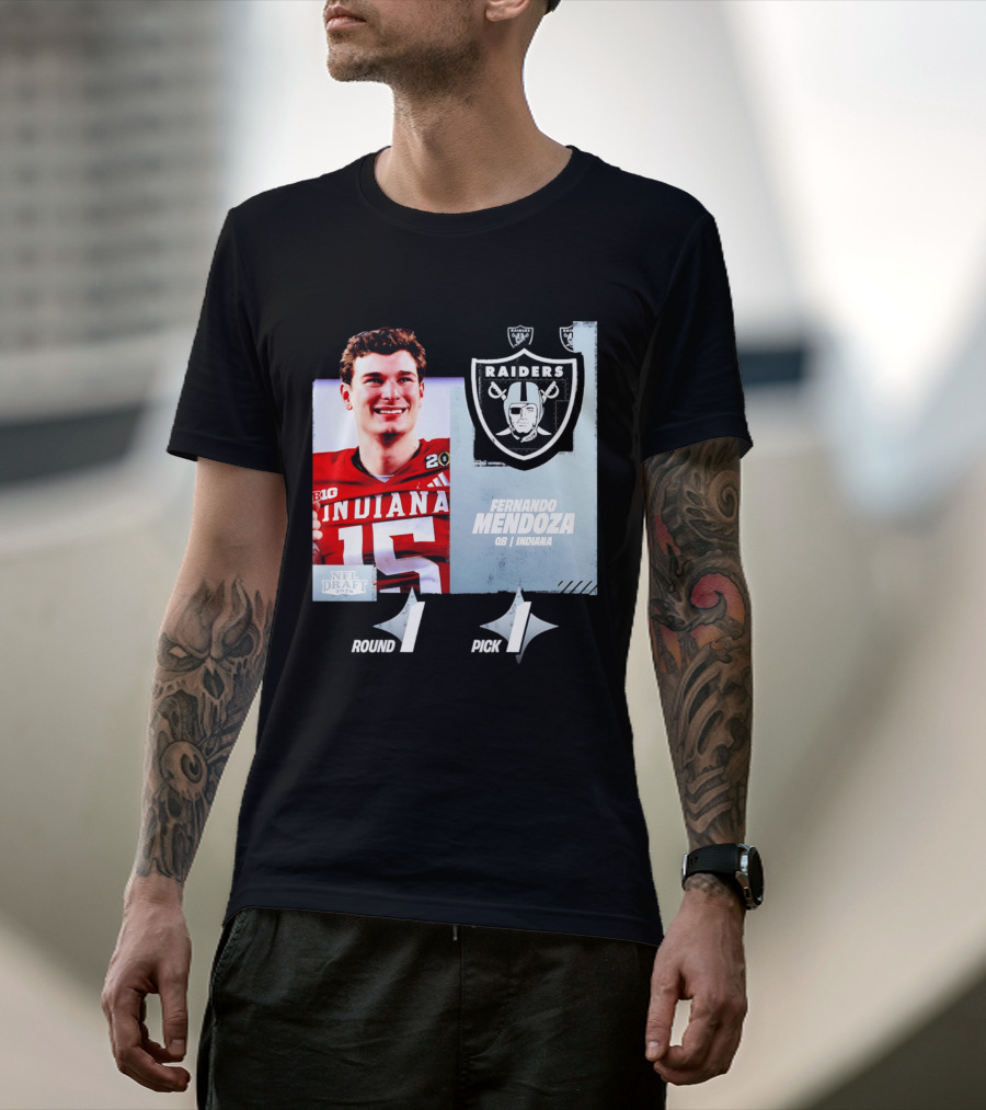 Fernando Mendoza QB Indiana Las Vegas Raiders NFL Draft 2026 Round 1 Pick 1 T-Shirt